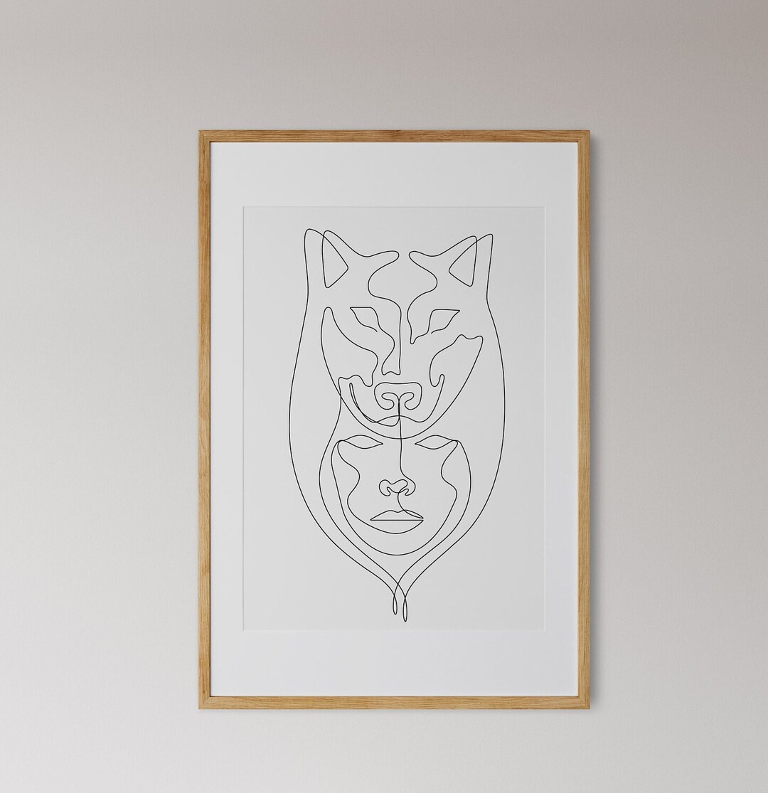 One Line Art,one Line Wolf,one Line Woman,minimalistische Wall Decor ...