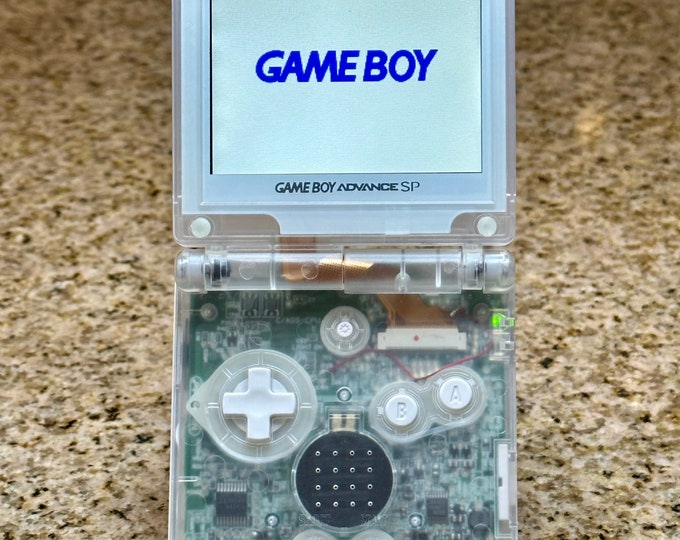 Custom Backlit IPS Upgraded Gameboy Advance SP! Clear White- Fully ...