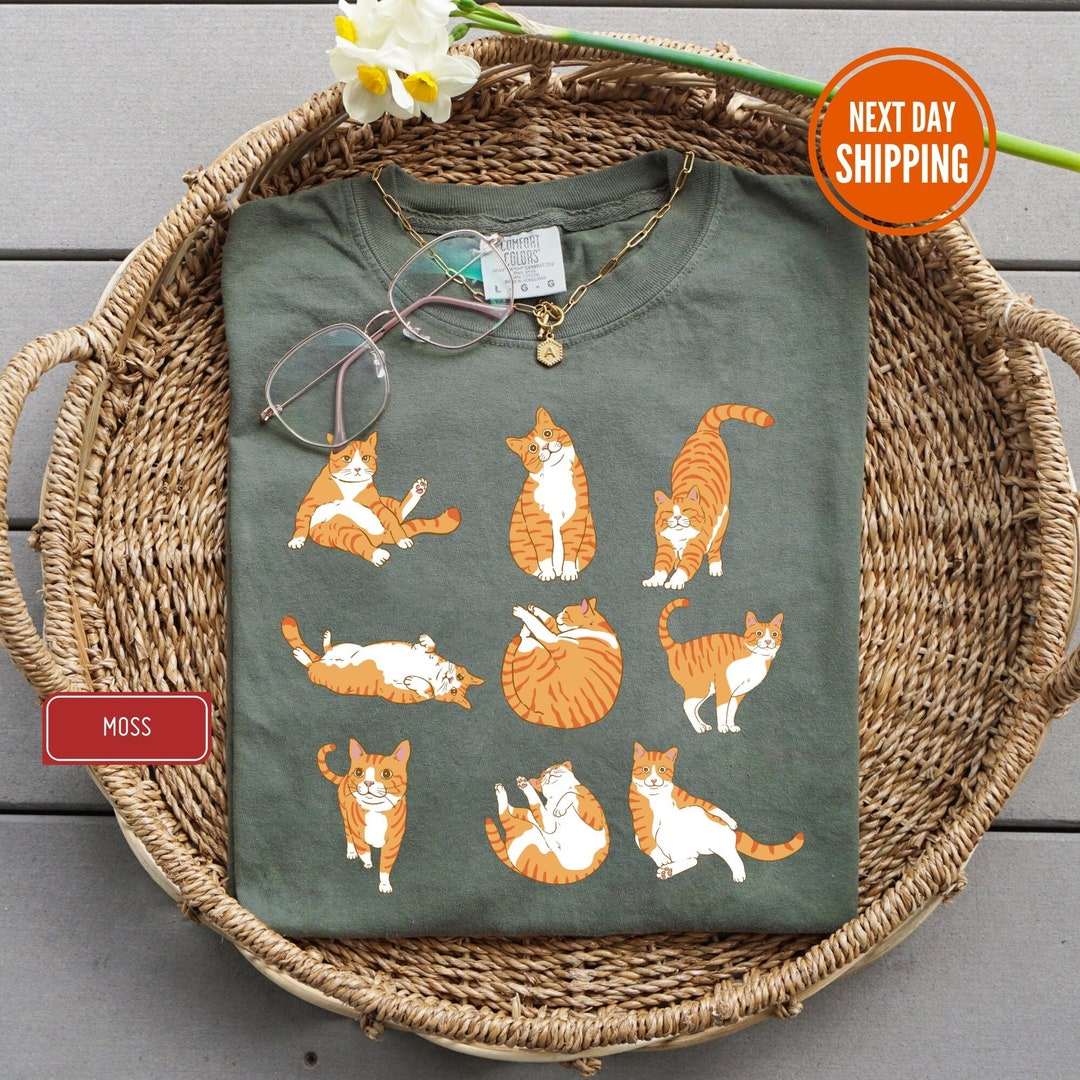 Cute Orange Cat Shirt, Orange Cat Comfort Colors® Shirt, Orange Cat Mom ...