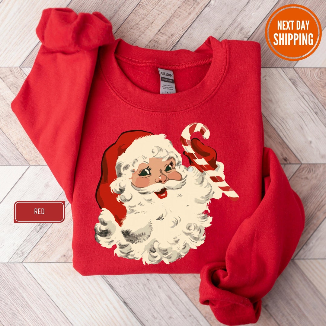Retro Santa Sweatshirt, Vintage Santa Sweater, Retro Christmas Santa ...