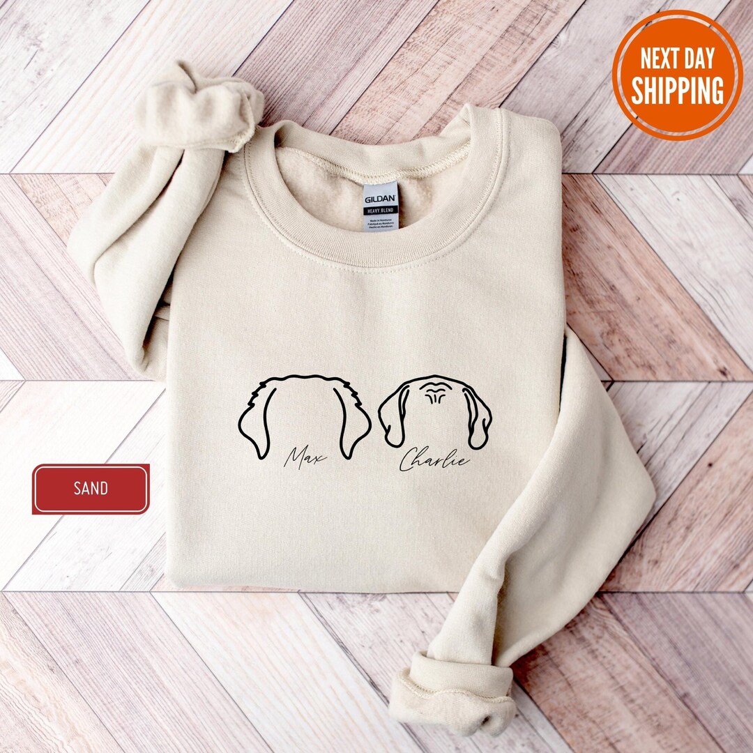 Custom Dog Sweatshirt, Personalized Dog Ears Sweatshirt With Name ...
