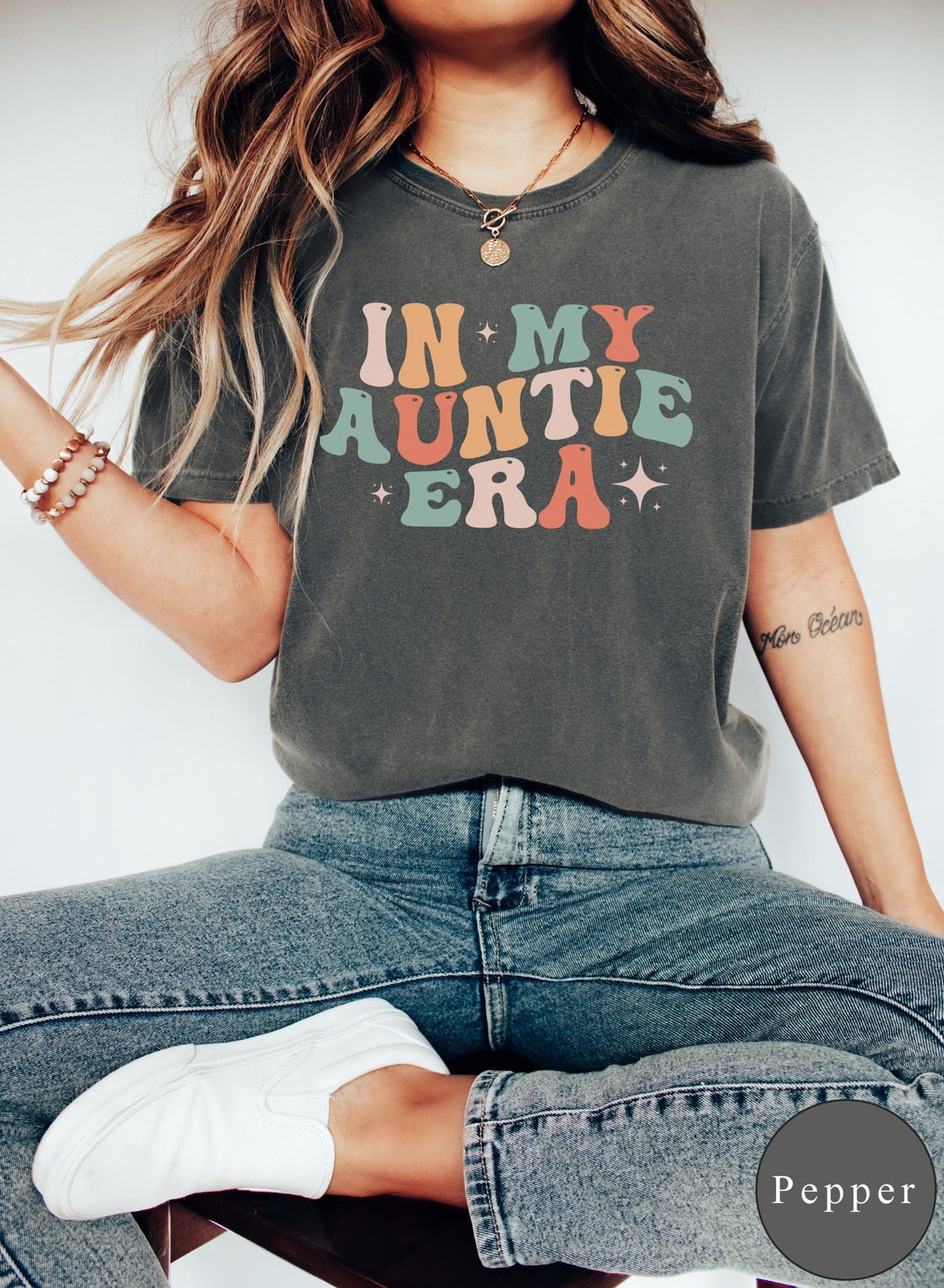 In My Auntie Era Comfort Colors® Shirt, Auntie Shirt, Auntie Crewneck ...