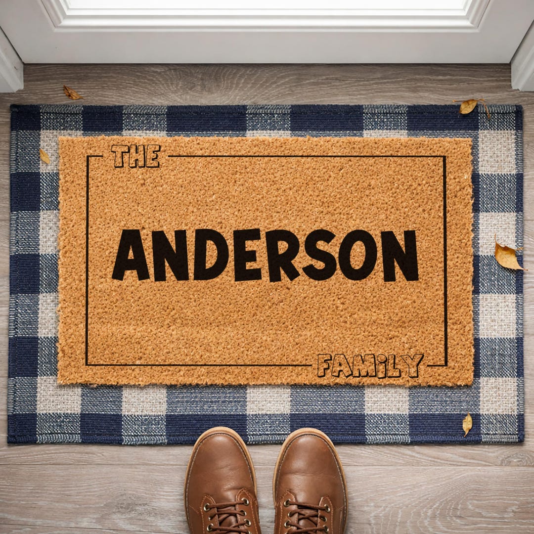 Personalized Family Name Coir Doormat, Custom Welcome Mat, Entryway ...