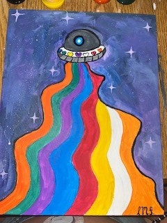 Alien Aesthetic Acrylic Canvas Painting - Etsy