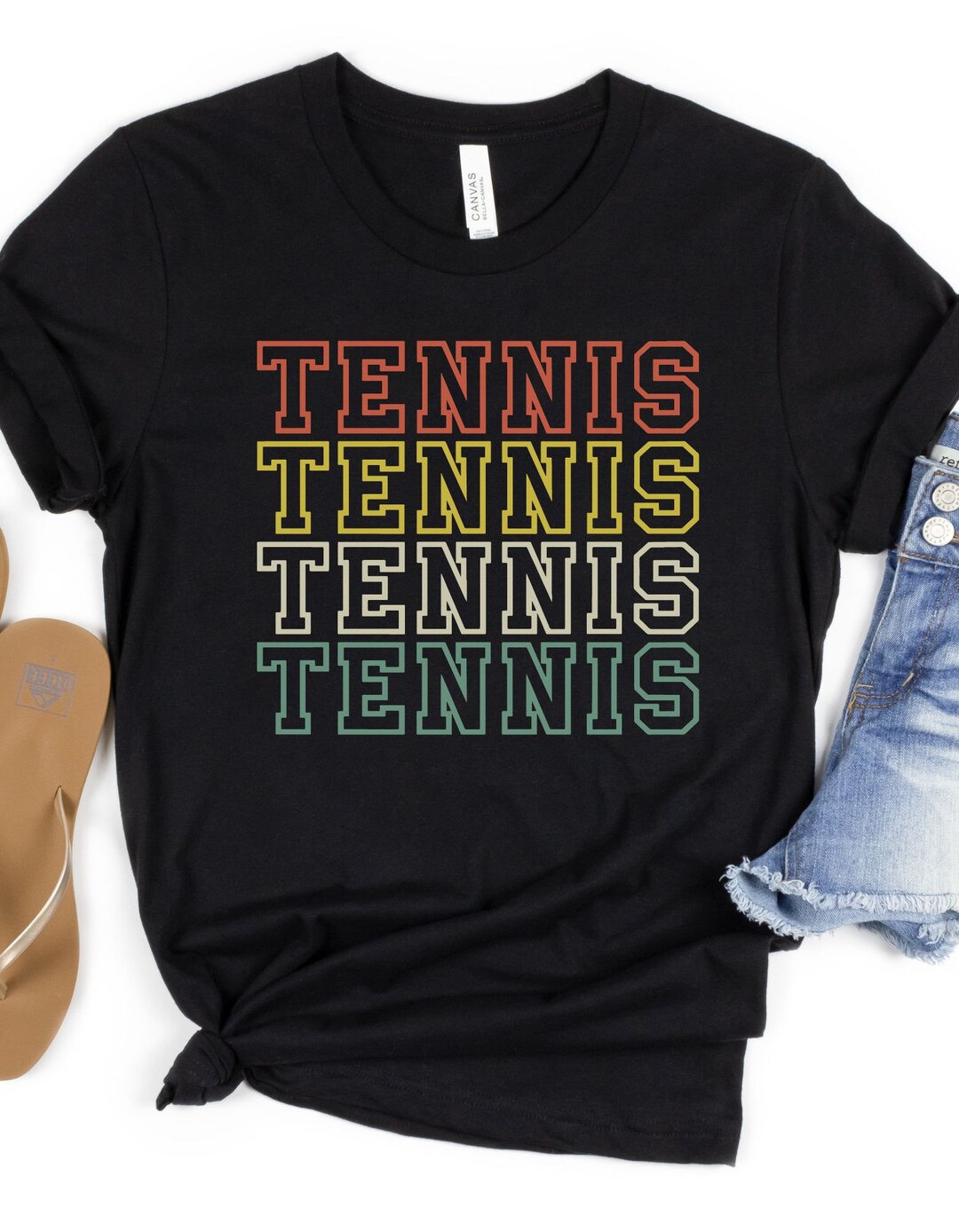 Tennis Shirt Colorful Repeat Text Cute Fashion Tennis Gear Christmas ...