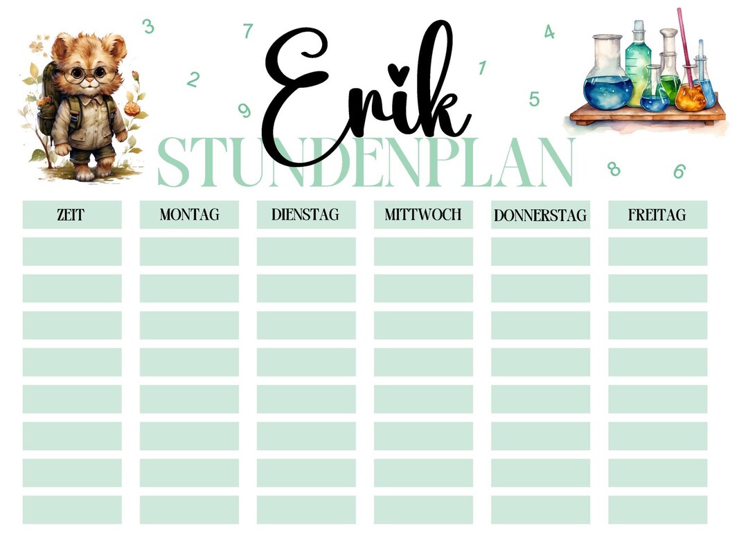 Personalized Timetable, School Enrollment, School, Wipeable Timetable ...