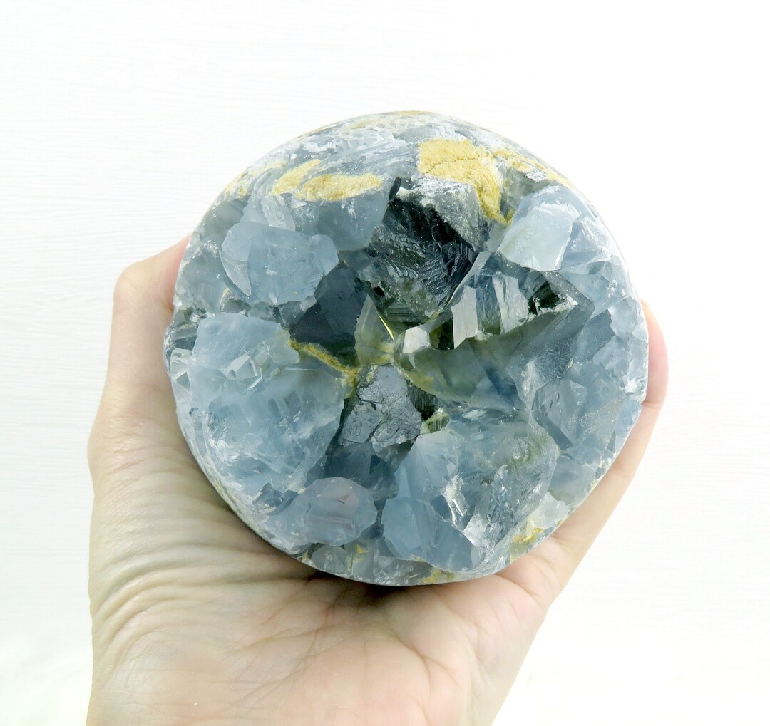 Cute Large Size Celestite Celestine Sphere Druzy Geode Clusters Raw Rough Specimens Minerals ...