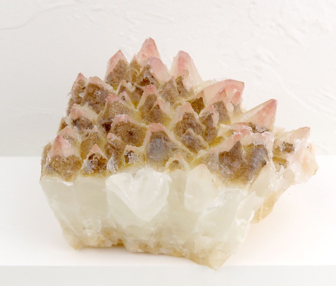RARE Large Tangerine Pink Dogtooth Calcite Pointy Cluster Super ...