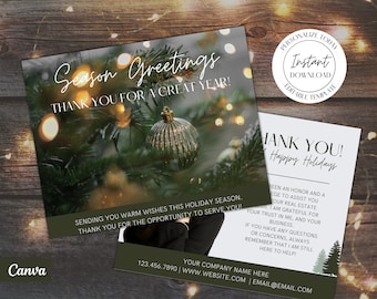 Christmas Real Estate Postcard, Real Estate Holiday Marketing, Neutral ...