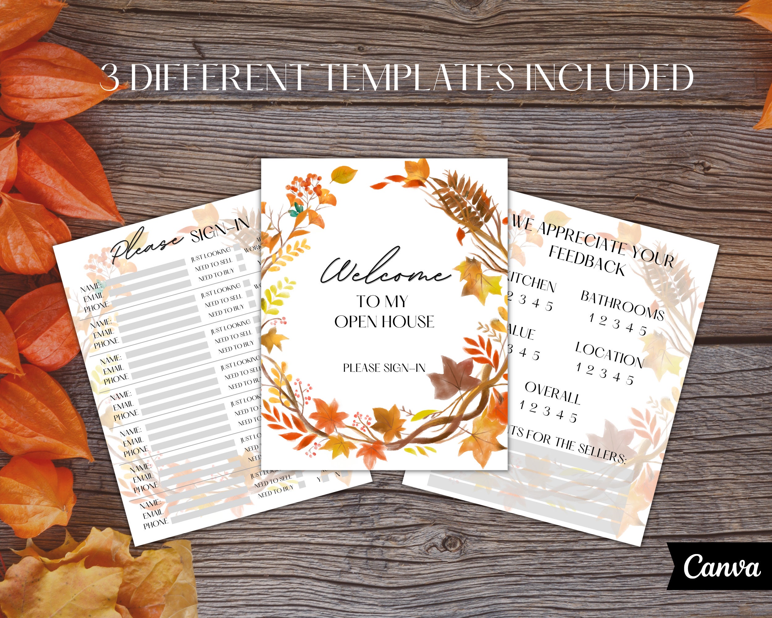Fall Open House Bundle Open House Sign in Sheet Open House - Etsy
