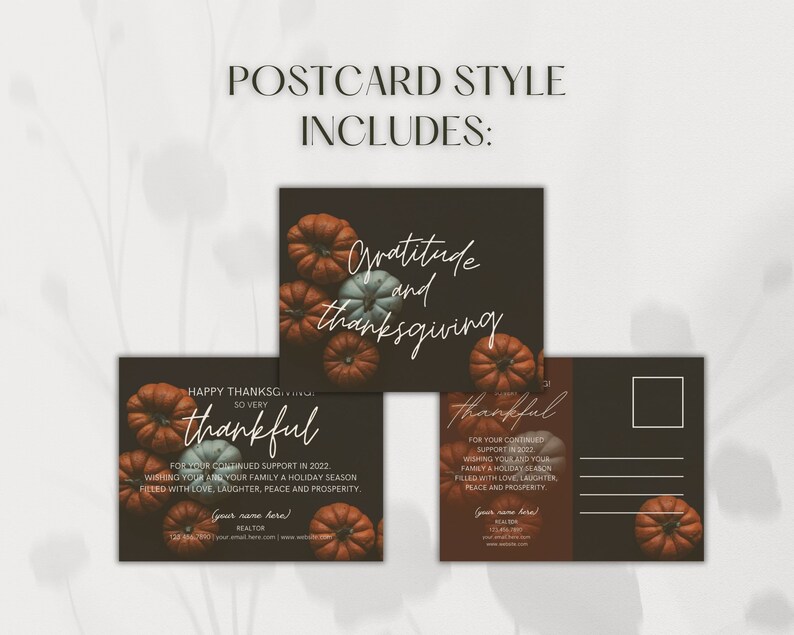 Thanksgiving Postcard, Real Estate Thanksgiving Postcard, Realtor Thank ...