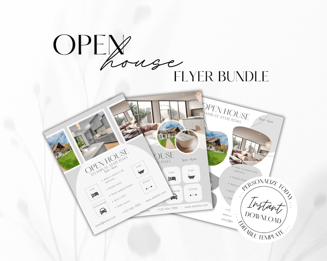 Open House Flyer Bundle | Open House Flyer Template | Real Estate Open ...
