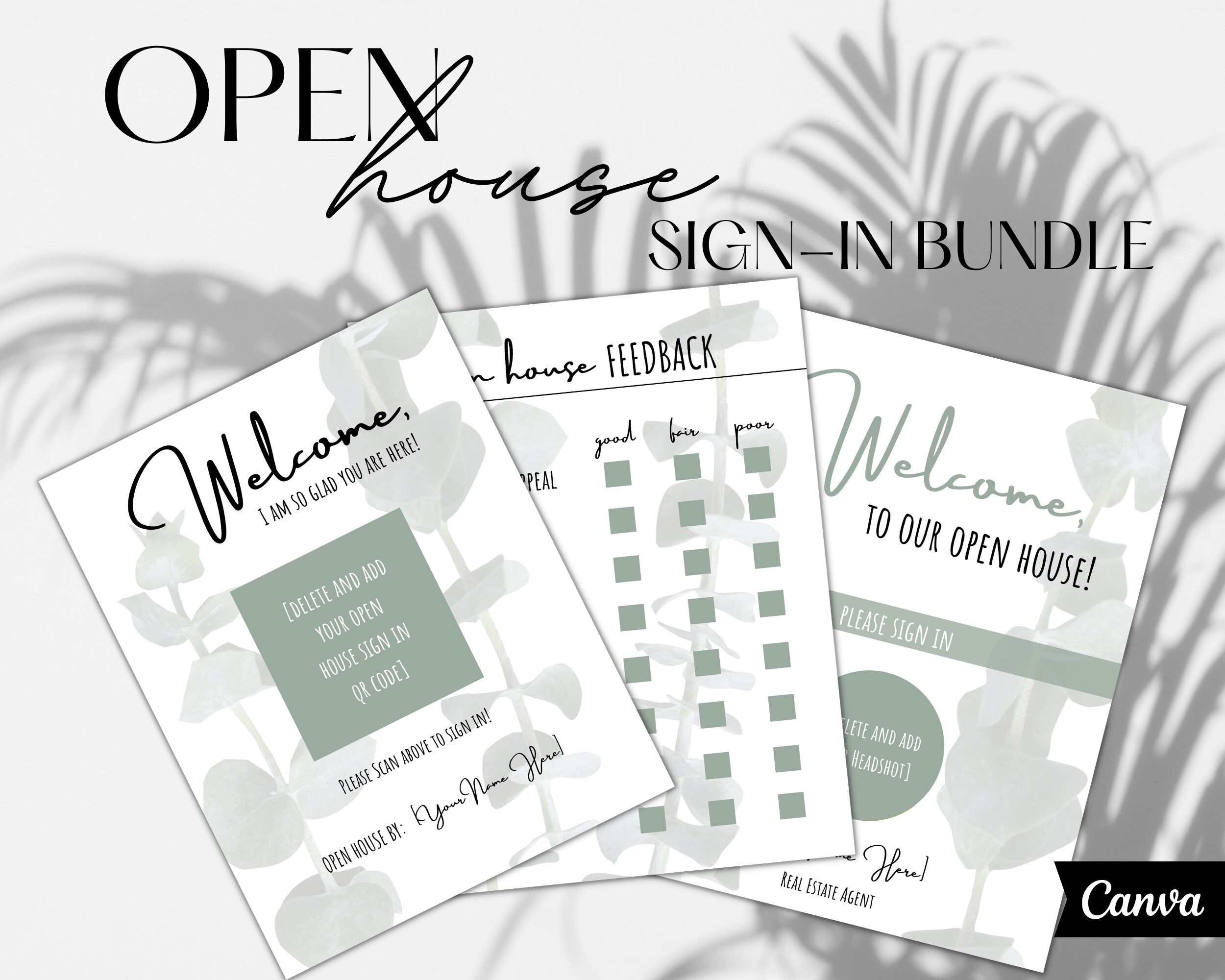 Open House Sign in Sheet W/ QR Code Open House Sign in Sheet - Etsy