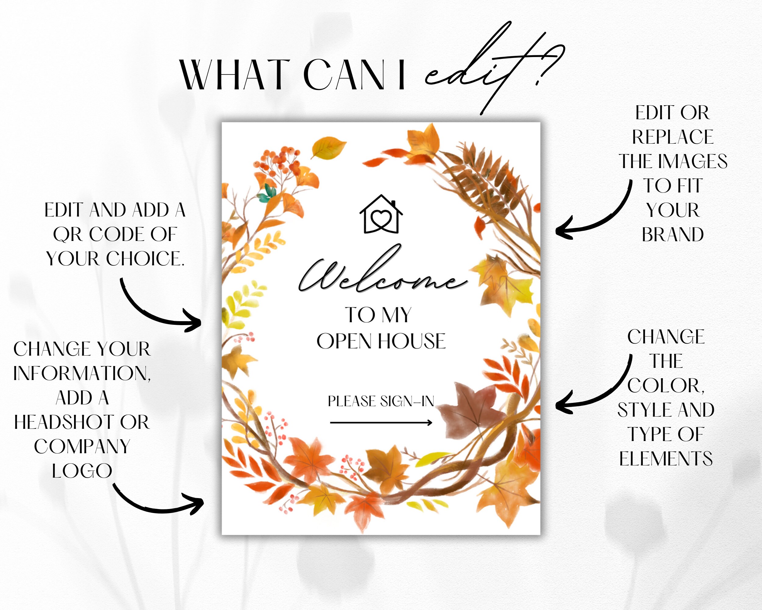 Fall Open House Bundle | Open House Sign in Sheet | Open House Welcome ...