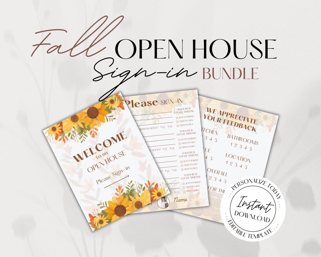 Fall Open House Bundle | Open House Sign in Sheet | Open House Welcome ...