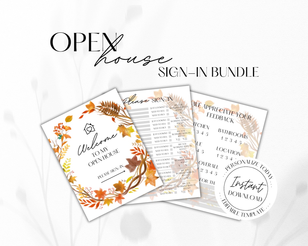 Fall Open House Bundle | Open House Sign in Sheet | Open House Welcome ...
