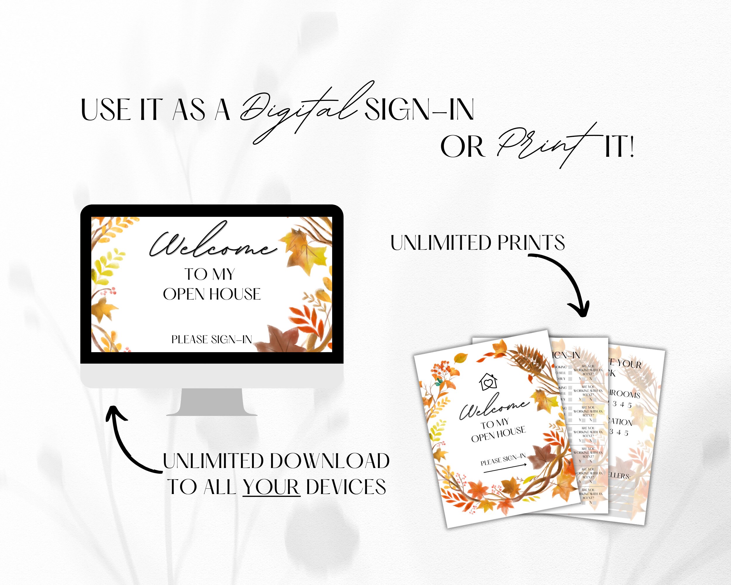 Fall Open House Bundle | Open House Sign in Sheet | Open House Welcome ...