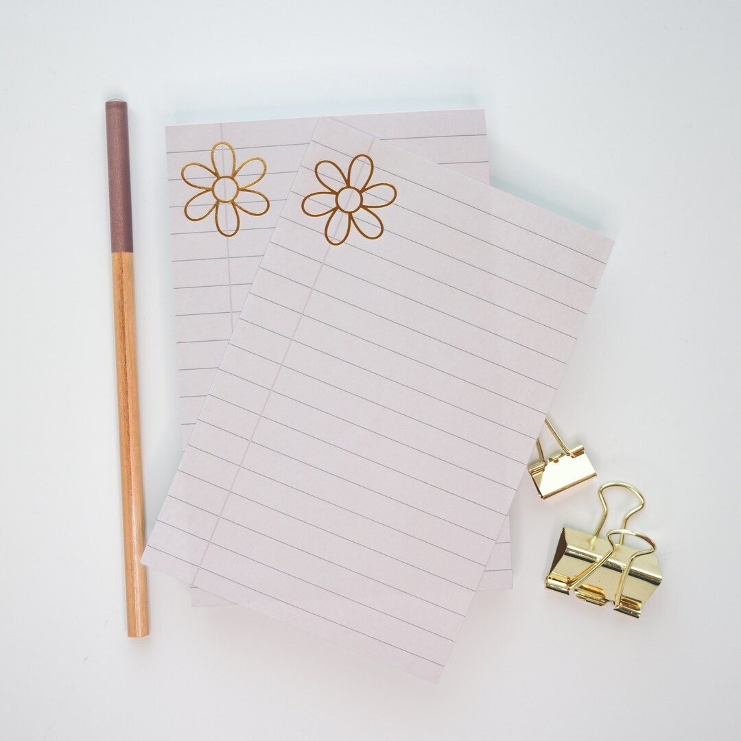 Aesthetic Thick Gold Flower Lined Notepad, Christian Gift, Lined ...