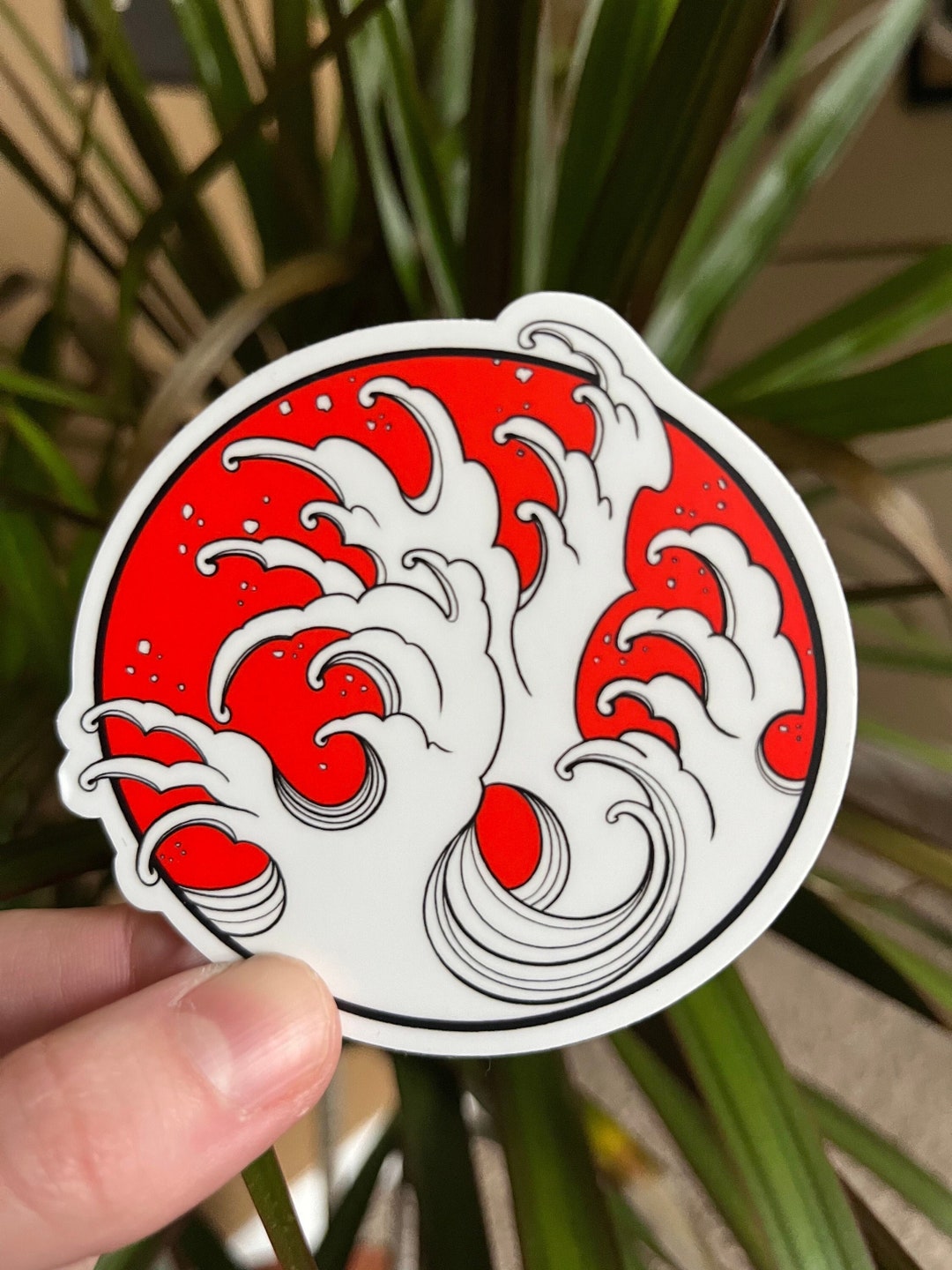 Finger Waves Sticker, Laptop Decal, Beach Decor, Water Bottle Stickers ...
