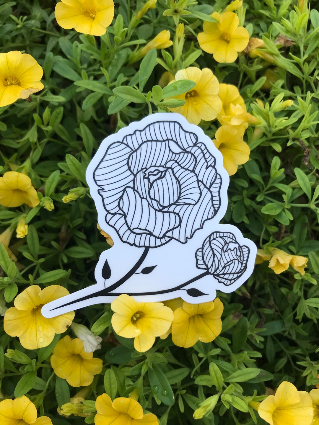 Linework Flower Sticker, Floral Decal, Outline Sticker, Matte Vinyl Die ...