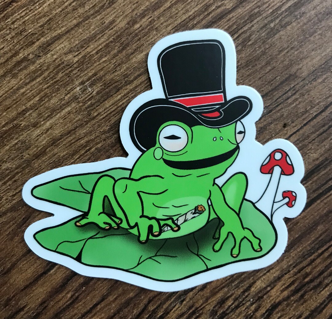 Frog With Top Hat Sticker, Frog Sticker, Laptop Sticker, Water Bottle ...