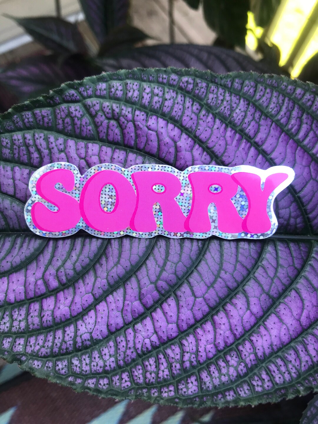 Sorry Sticker, Script Sticker, Glitter Vinyl Sticker, Laptop Decal ...