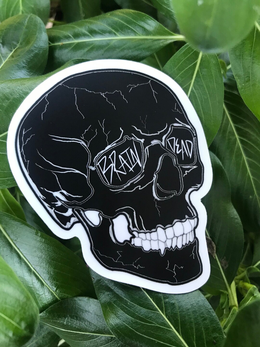 Brain Dead Skull Sticker, Vinyl Waterproof Matte Black Stickers, Water ...