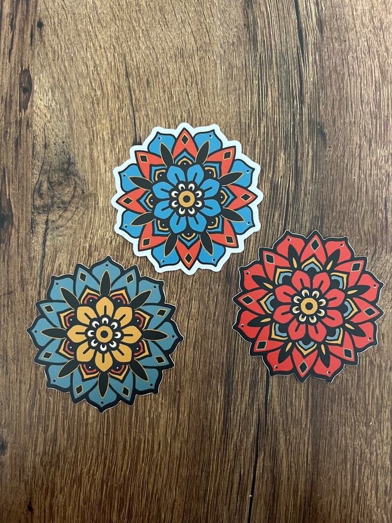 Flower Mandala Matte Vinyl Sticker, Laptop and Kindle Decals, Car ...