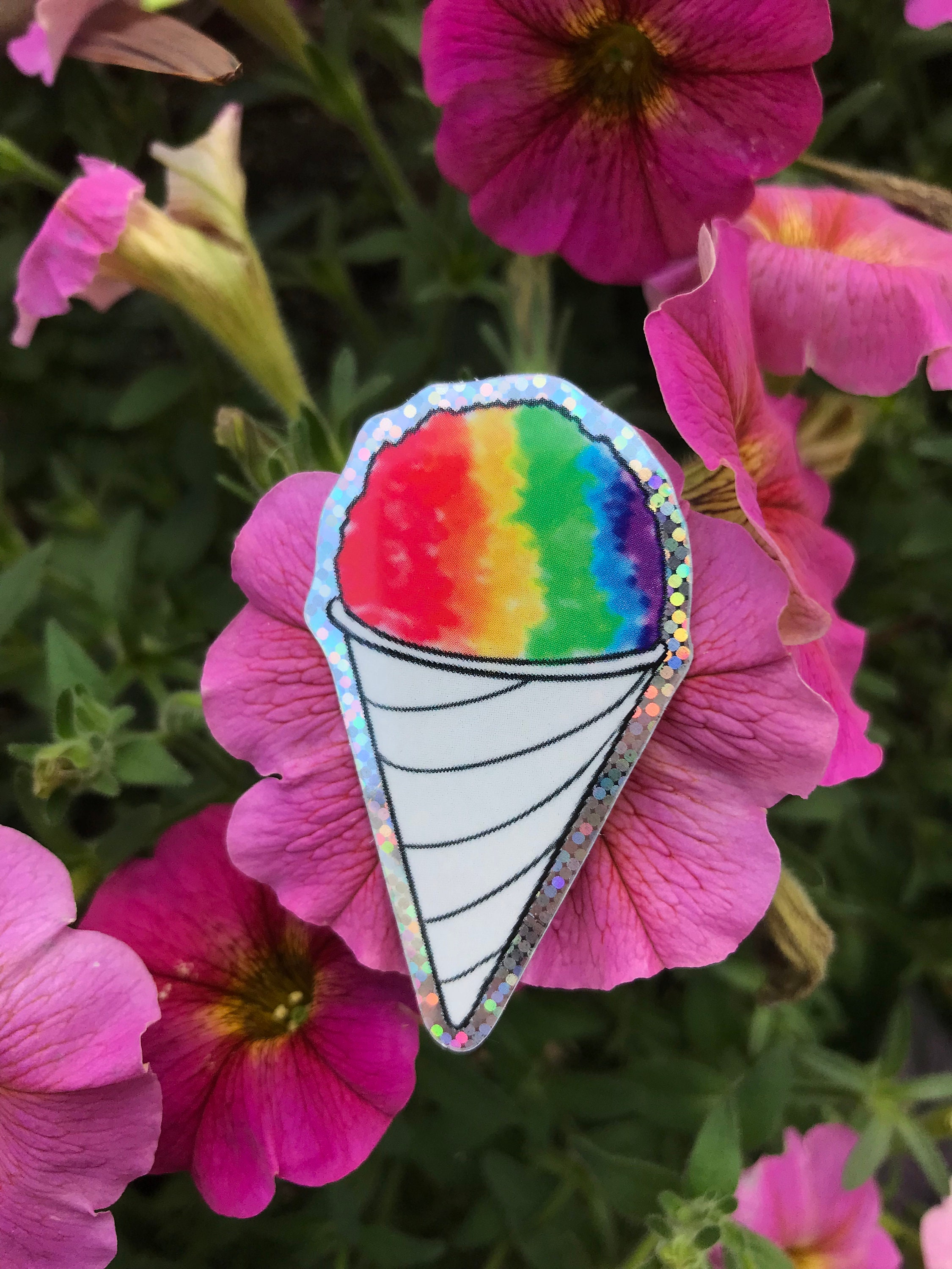 Rainbow Glitter Snow Cone Sticker, Planner and Water Bottle Decals ...