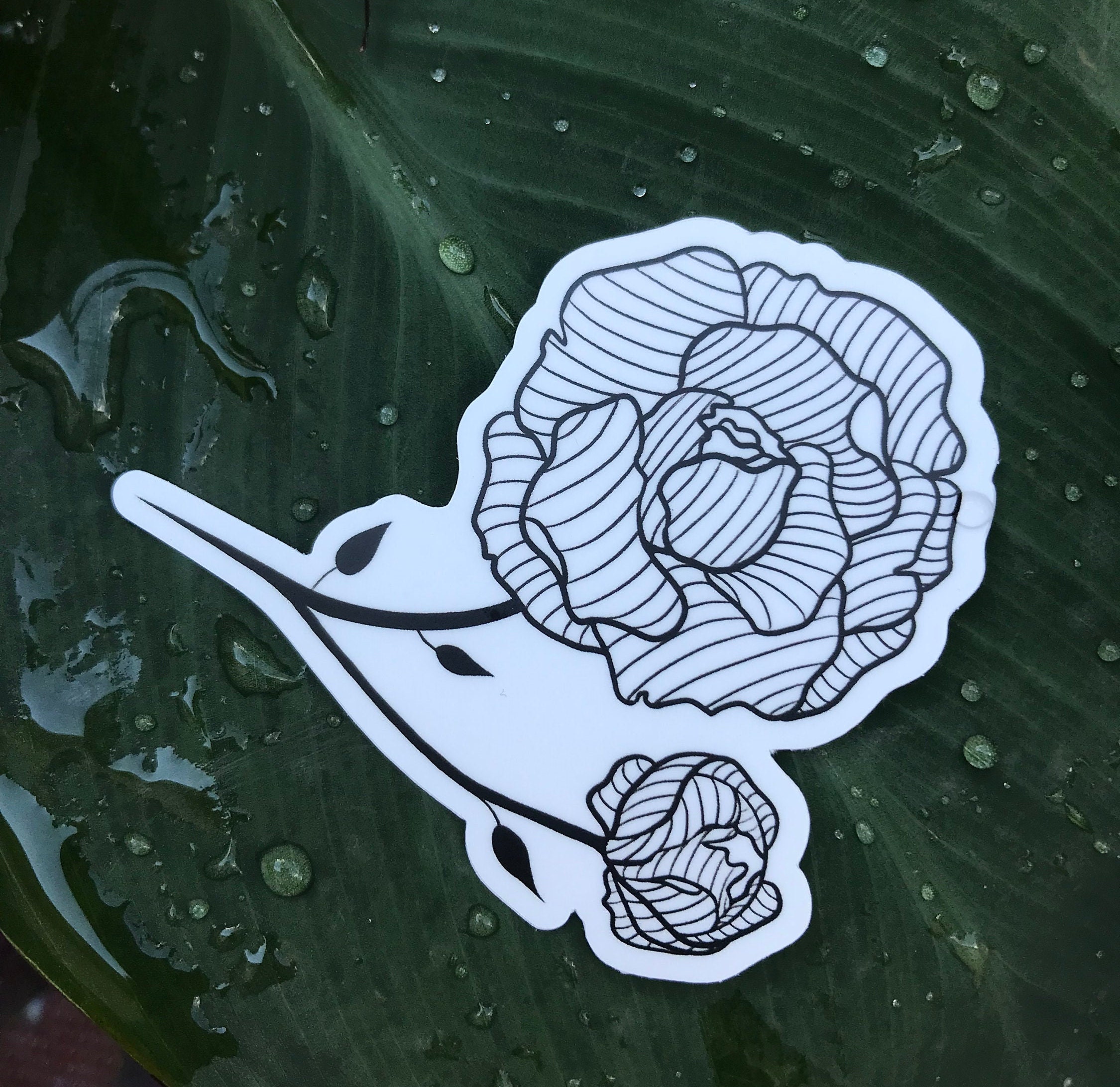 Linework Flower Sticker, Floral Decal, Outline Sticker, Matte Vinyl Die ...