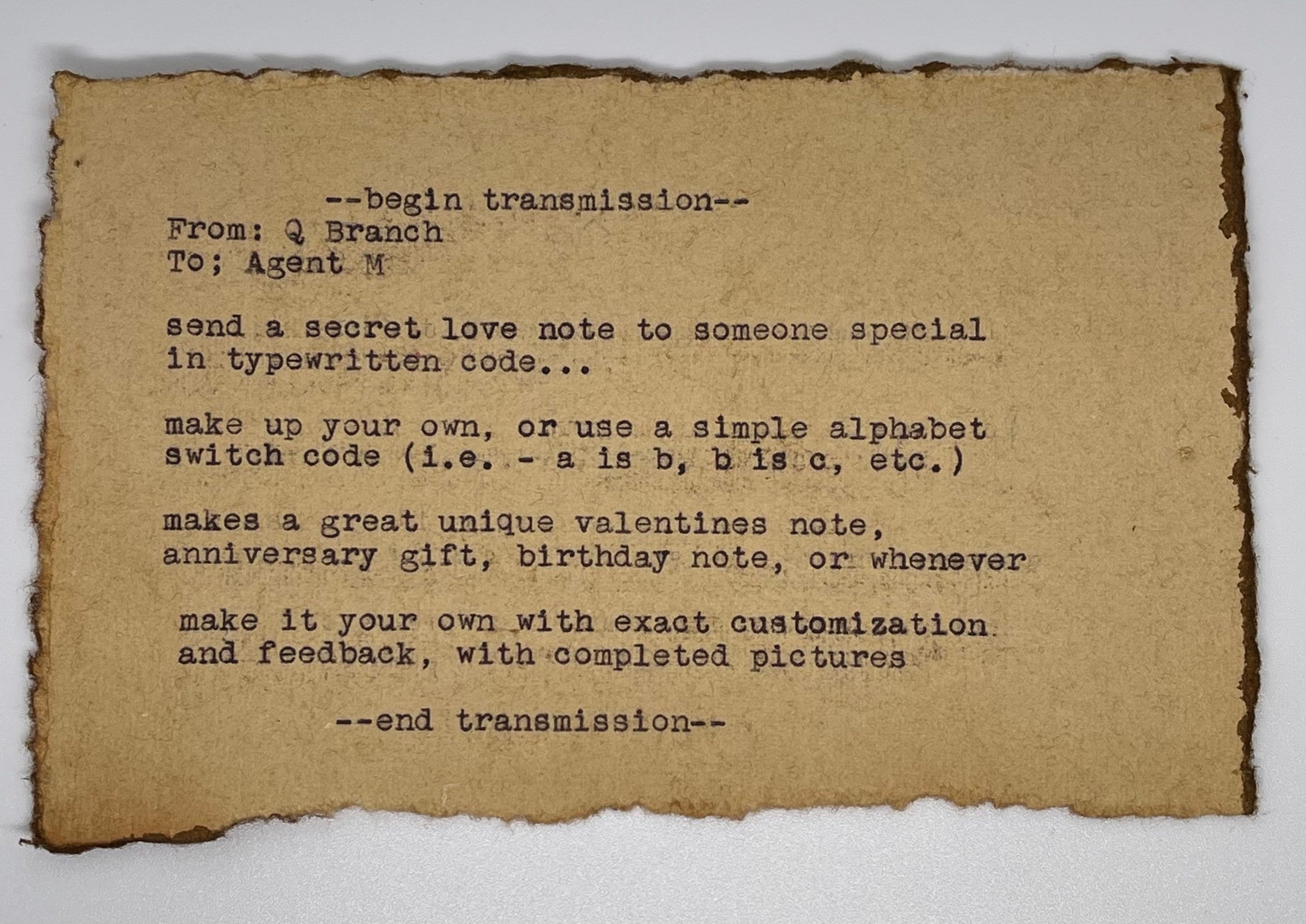 Spy Note / Typewritten / Secret Note / Love Note - Etsy