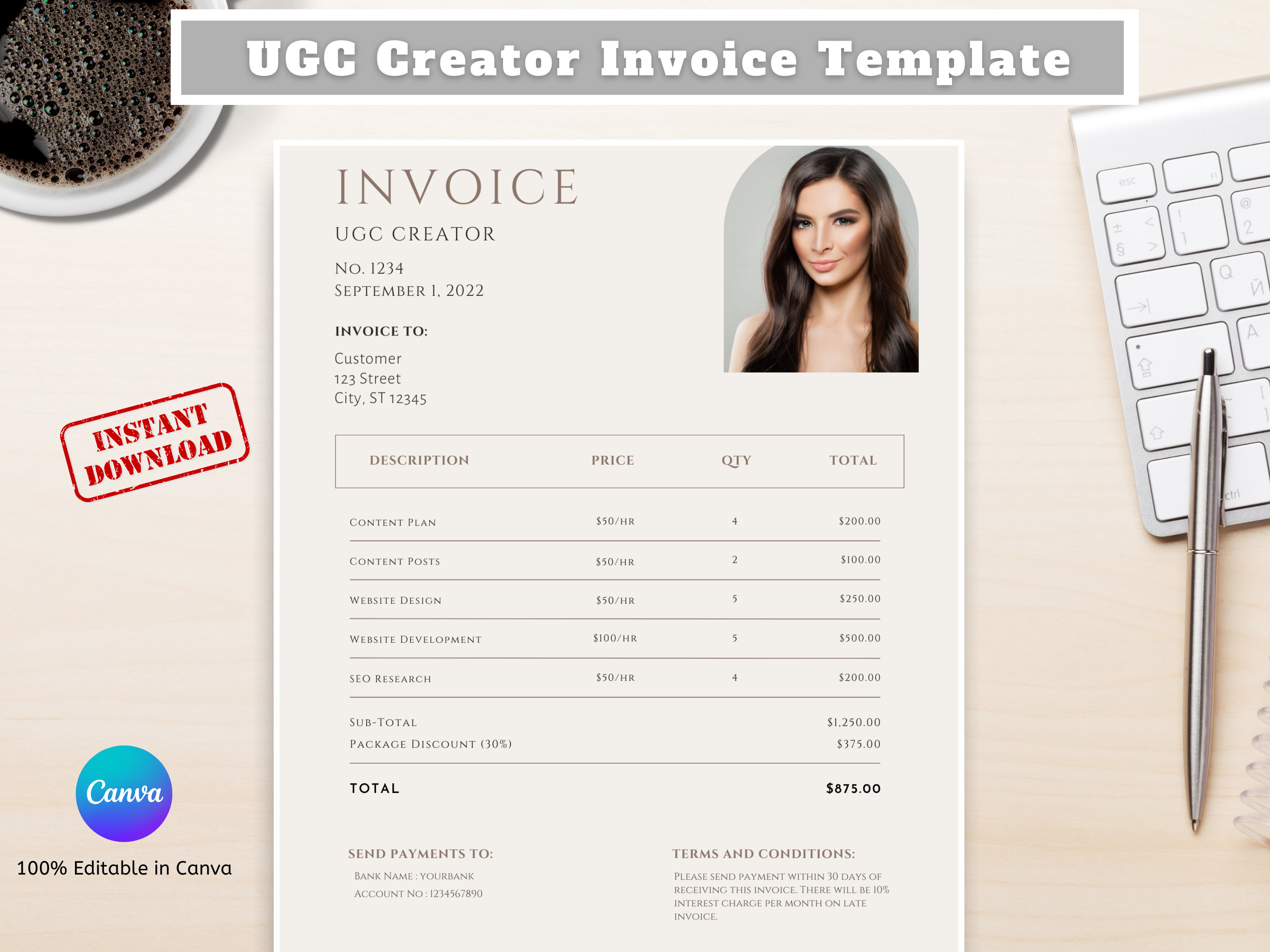 Invoice Template, Invoice, UGC Creator, Invoice Template Word, Invoice ...