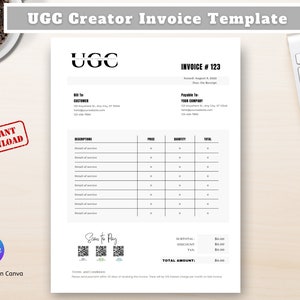 Invoice for Influencer, Invoice Template, UGC Creator, UGC, Invoice for ...