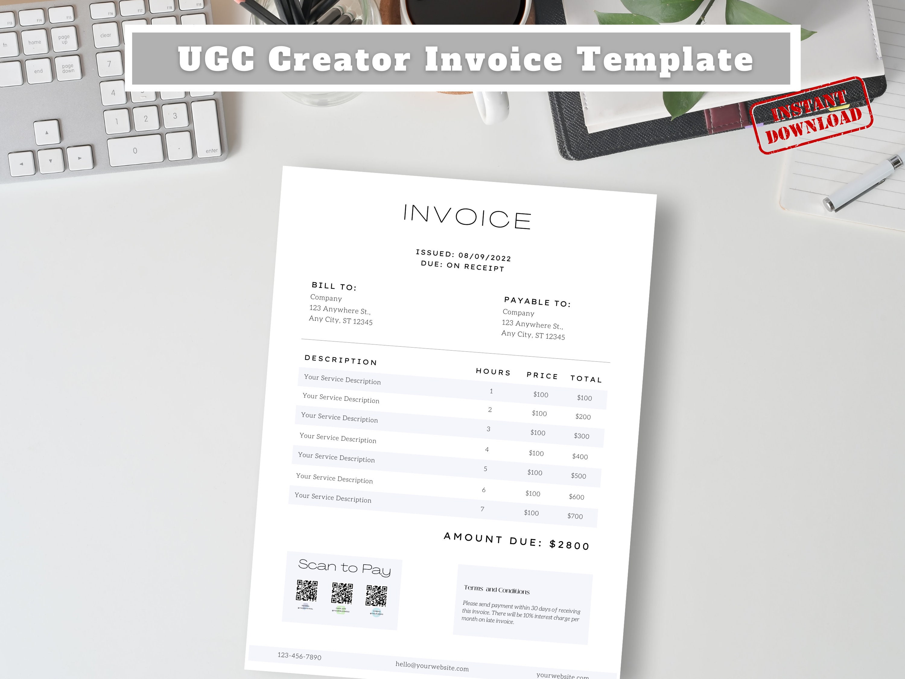 Rechnung für Influencer, Invoice Template, UGC Creator, UGC, Invoice ...