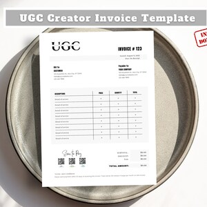 Invoice for Influencer, Invoice Template, UGC Creator, UGC, Invoice for ...