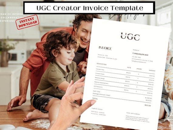 Invoice for Influencer Invoice Template UGC Creator UGC - Etsy