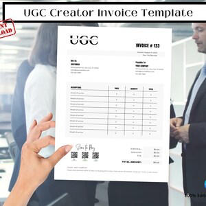 Invoice for Influencer, Invoice Template, UGC Creator, UGC, Invoice for ...