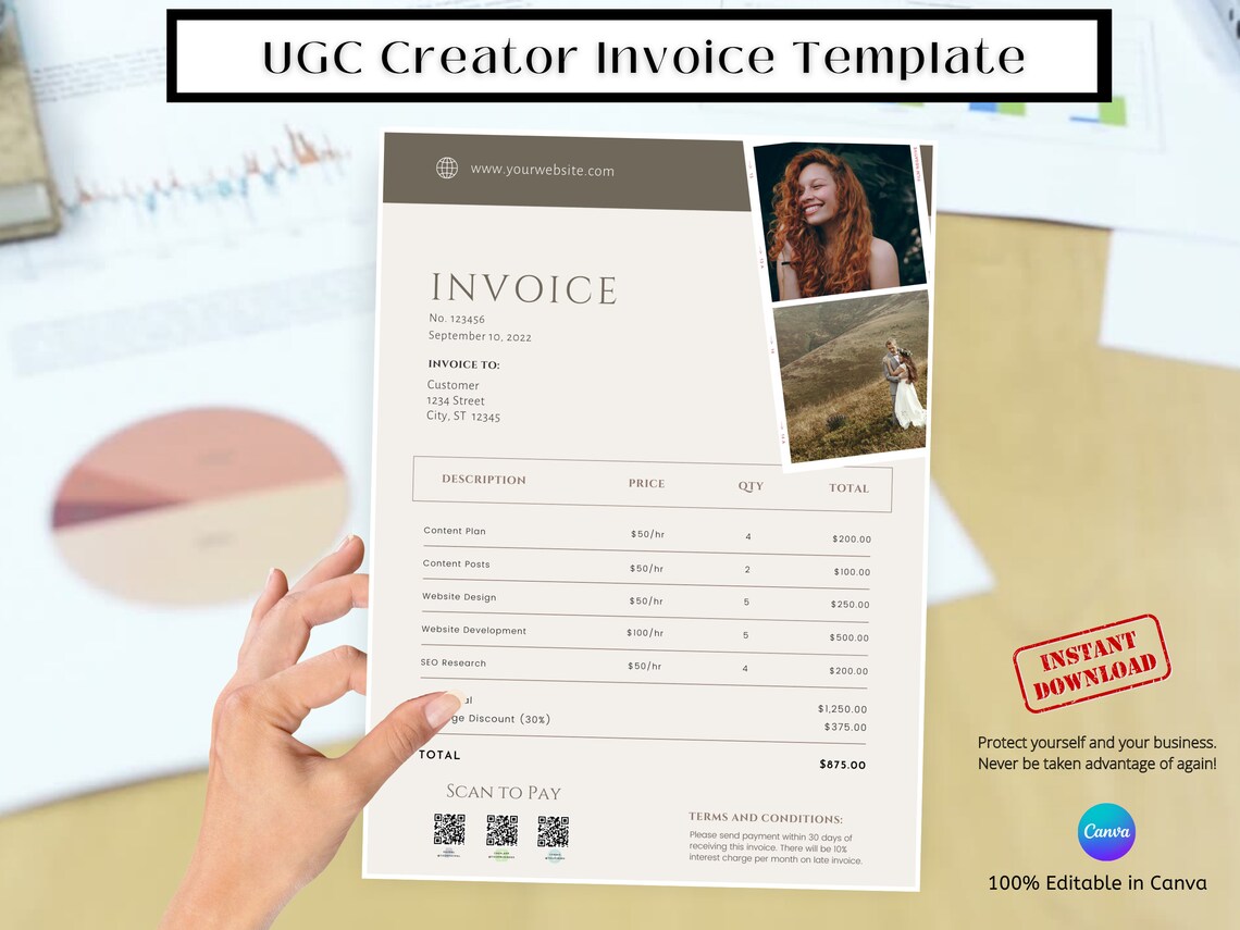 Invoice for Influencer Invoice Template UGC Creator UGC - Etsy