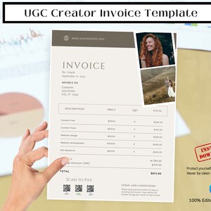 Invoice for Influencer, Invoice Template, UGC Creator, UGC, Invoice for ...