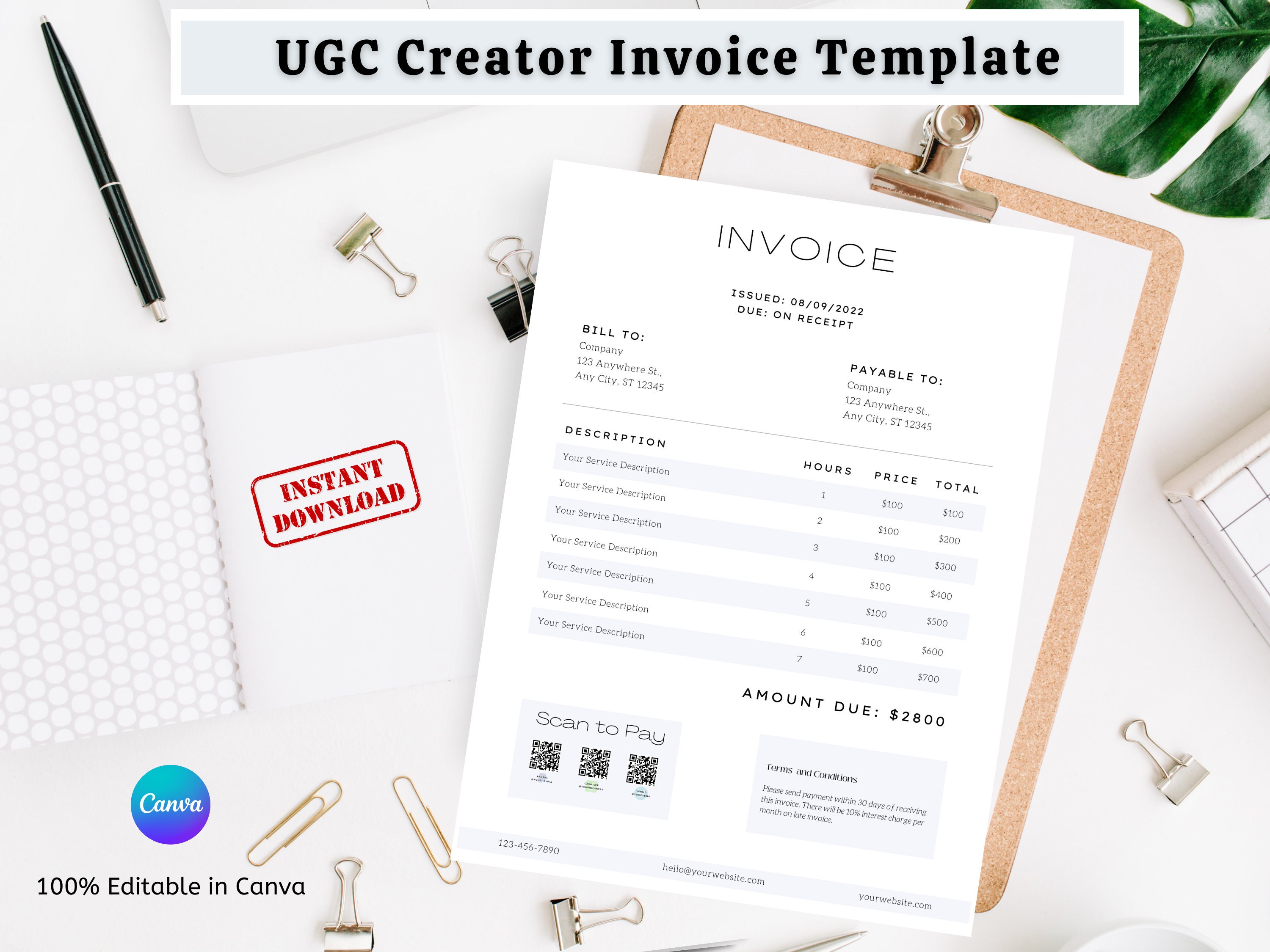 Invoice for Influencer, Invoice Template, UGC Creator, UGC, Invoice for ...