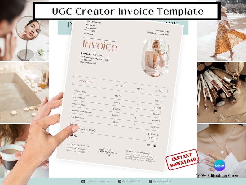 Invoice for Influencer, Invoice Template, UGC Creator, UGC, Invoice for ...