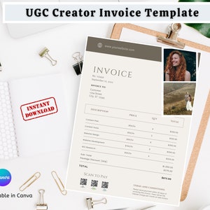 Invoice for Influencer, Invoice Template, UGC Creator, UGC, Invoice for ...