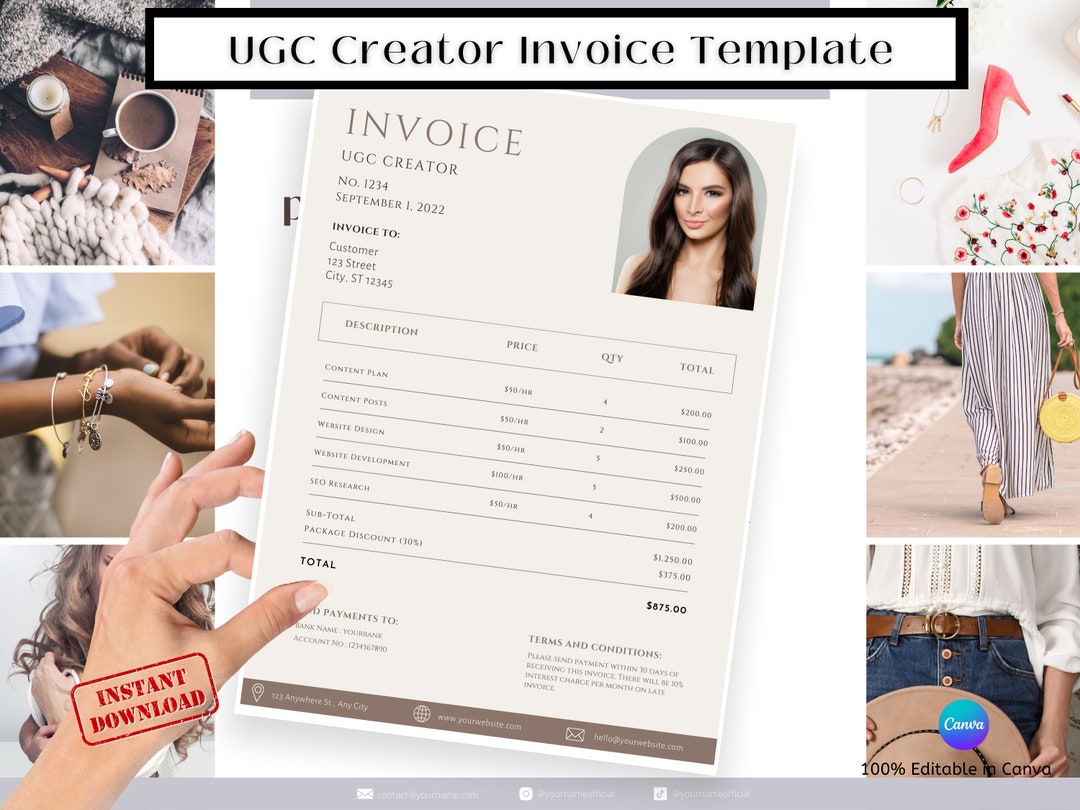 Invoice Template, Invoice, UGC Creator, Invoice Template Word, Invoice ...