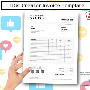 Invoice for Influencer, Invoice Template, UGC Creator, UGC, Invoice for ...