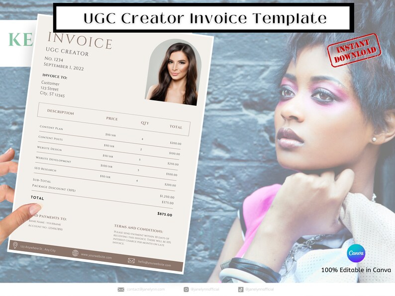 Invoice Template, Invoice, UGC Creator, Invoice Template Word, Invoice ...
