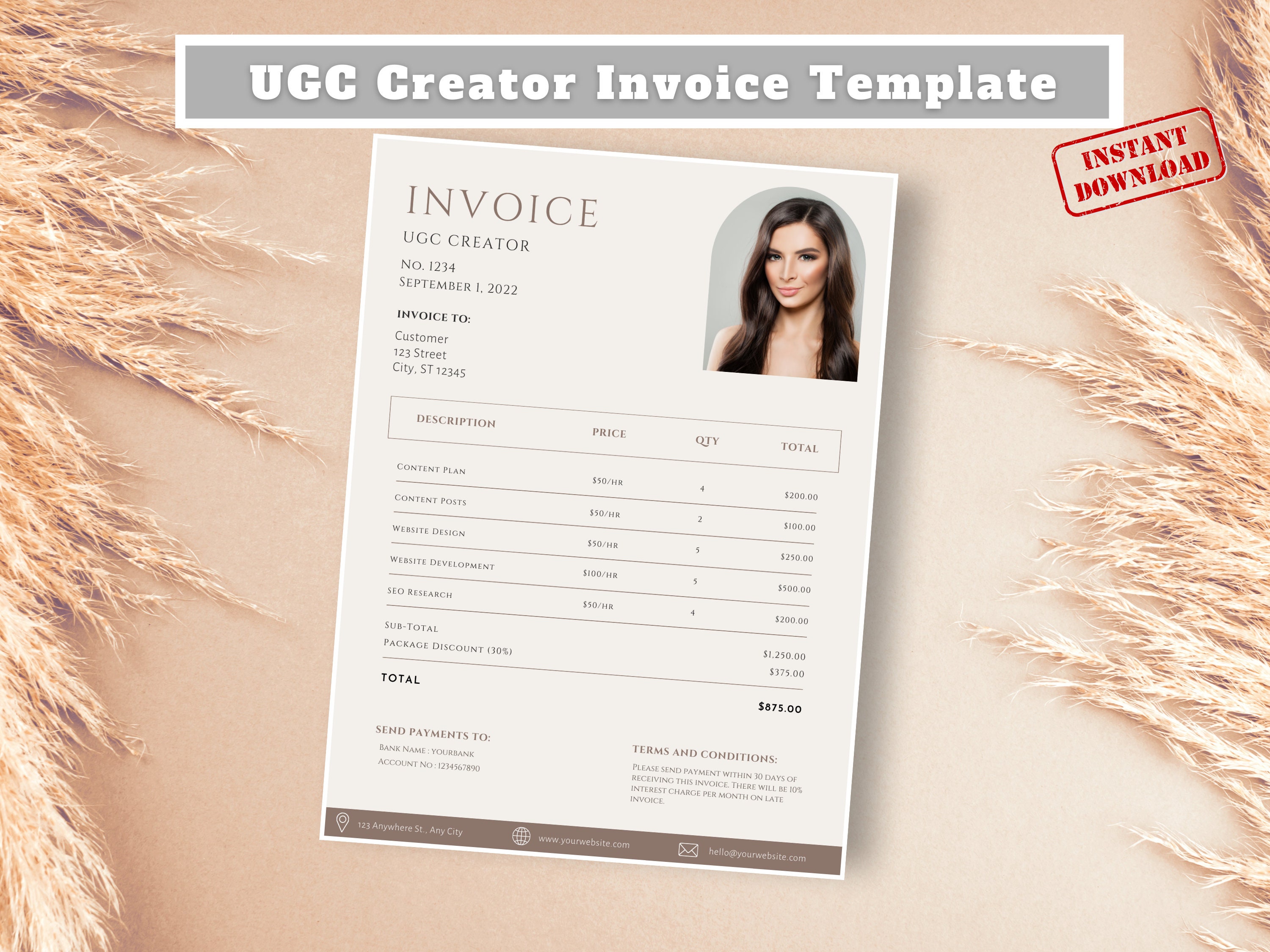Invoice Template, Invoice, UGC Creator, Invoice Template Word, Invoice ...