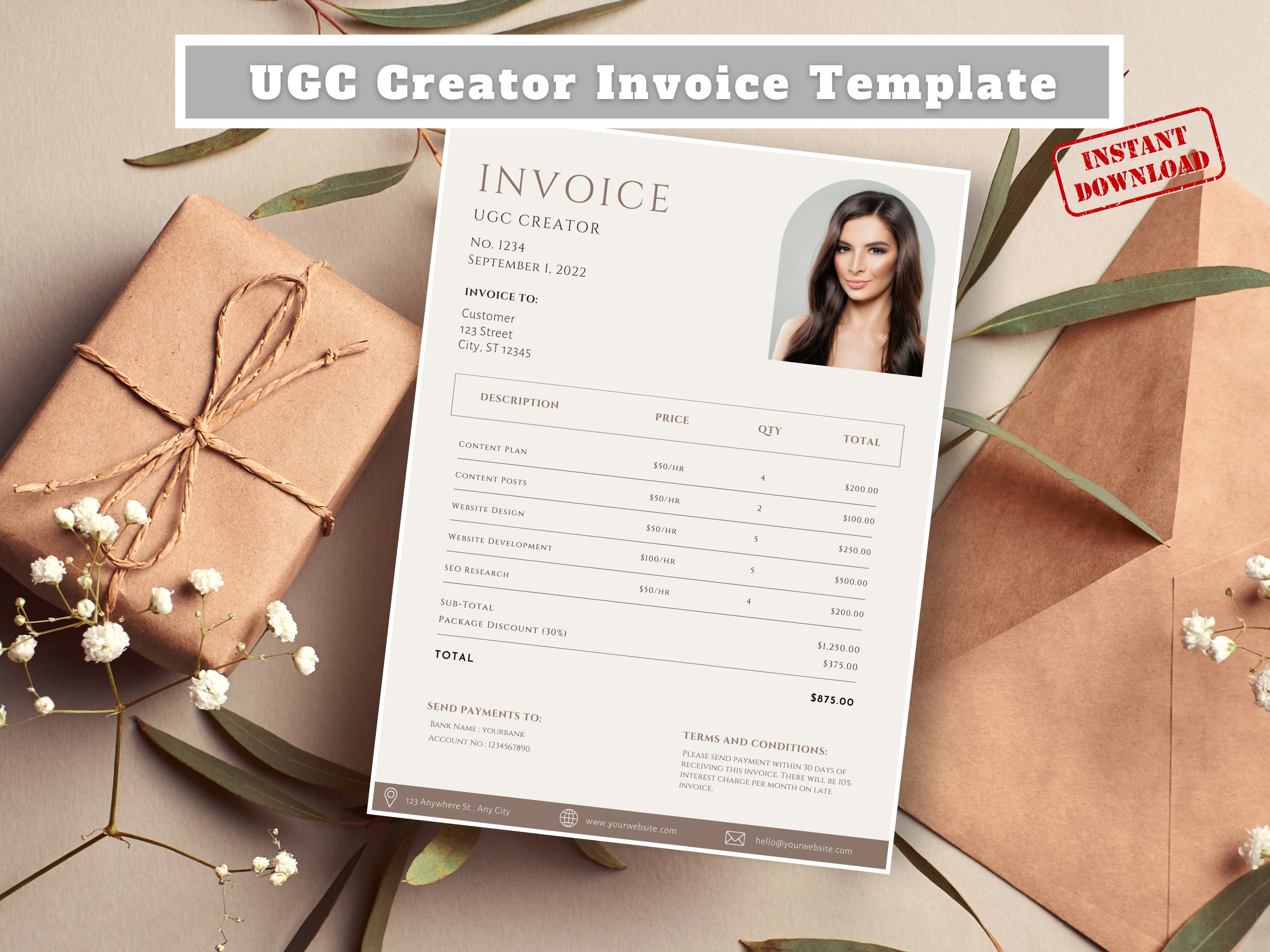 Invoice Template, Invoice, UGC Creator, Invoice Template Word, Invoice ...