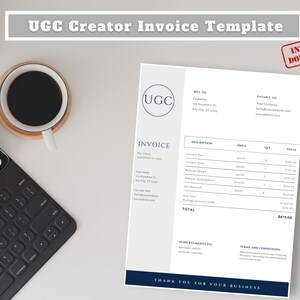 Invoice for Influencer, Invoice Template, UGC Creator, UGC, Invoice for ...