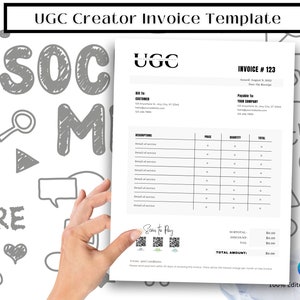 Invoice for Influencer, Invoice Template, UGC Creator, UGC, Invoice for ...