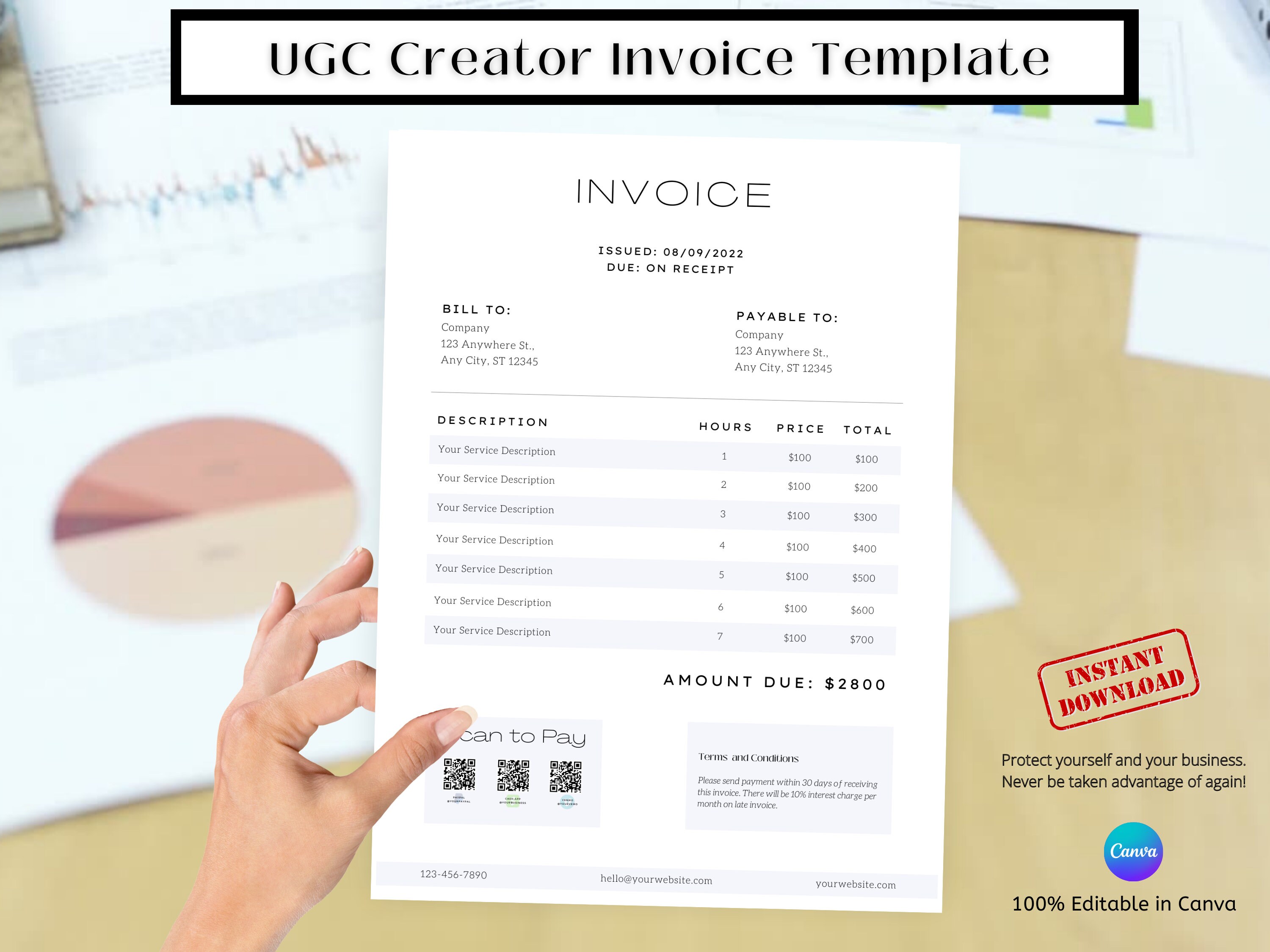 Invoice for Influencer, Invoice Template, UGC Creator, UGC, Invoice for ...